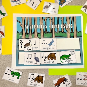 Wetland Animal Printable Rhythm Manipulatives + Composition Activity ...