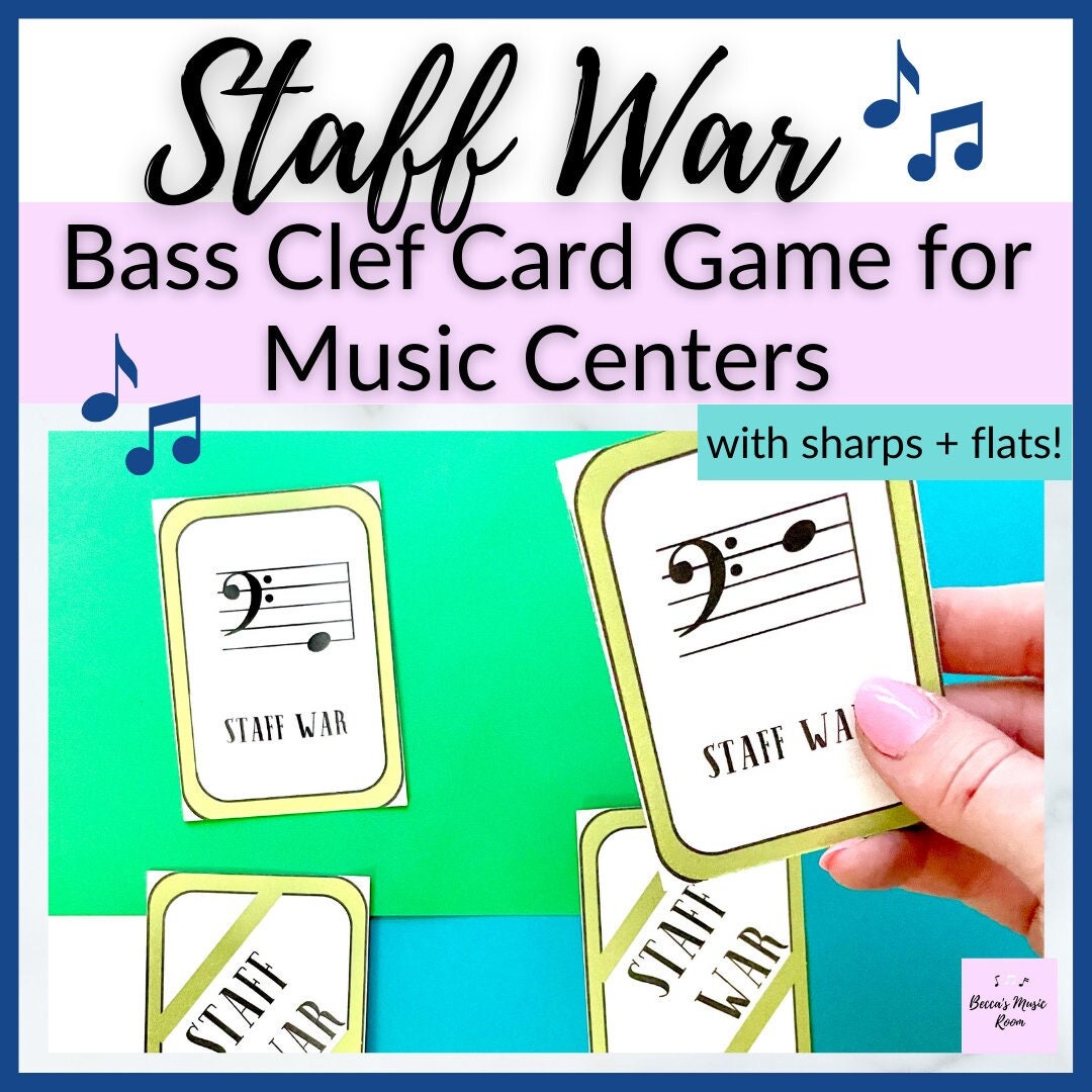 Bass Clef Staff War Music Card Game for Elementary Music Centers, Piano ...