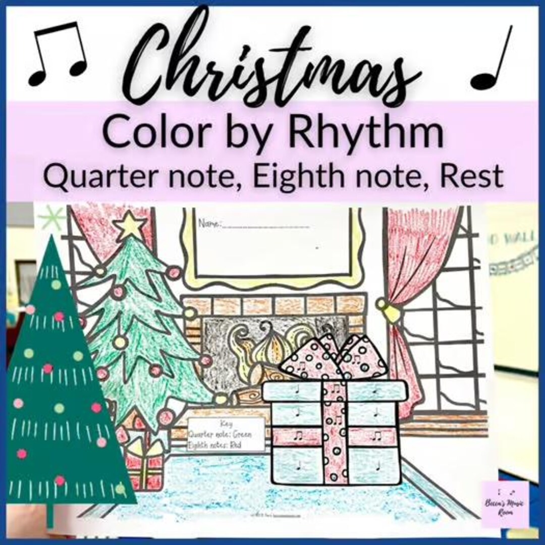 Christmas Color by Note // Level 1 Quarter Note, Eighth Note, + Quarter ...