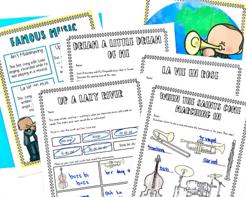 Louis Armstrong Printable Activities, Posters, Bulletin Board Set About ...