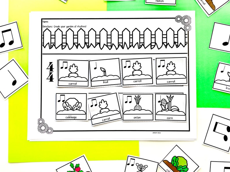 Vegetable Garden Printable Rhythm Manipulatives + Composition Activity ...