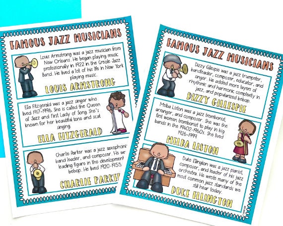 Jazz Printable Activities, Posters, Bulletin Board for Black History ...