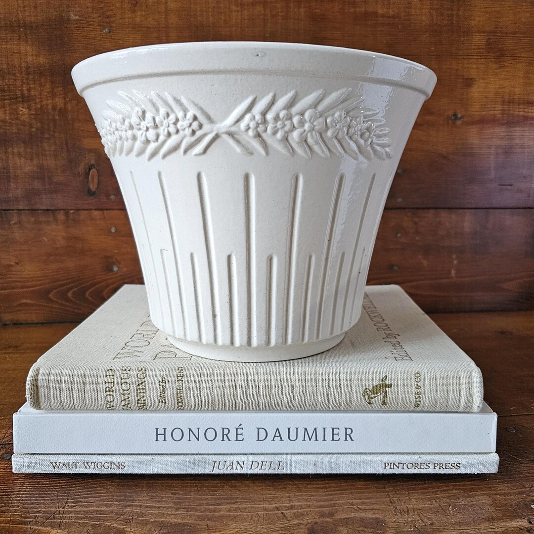 Vintage Cream York Pottery USA Planter. Indoor Plant Pot or Jardiniere ...