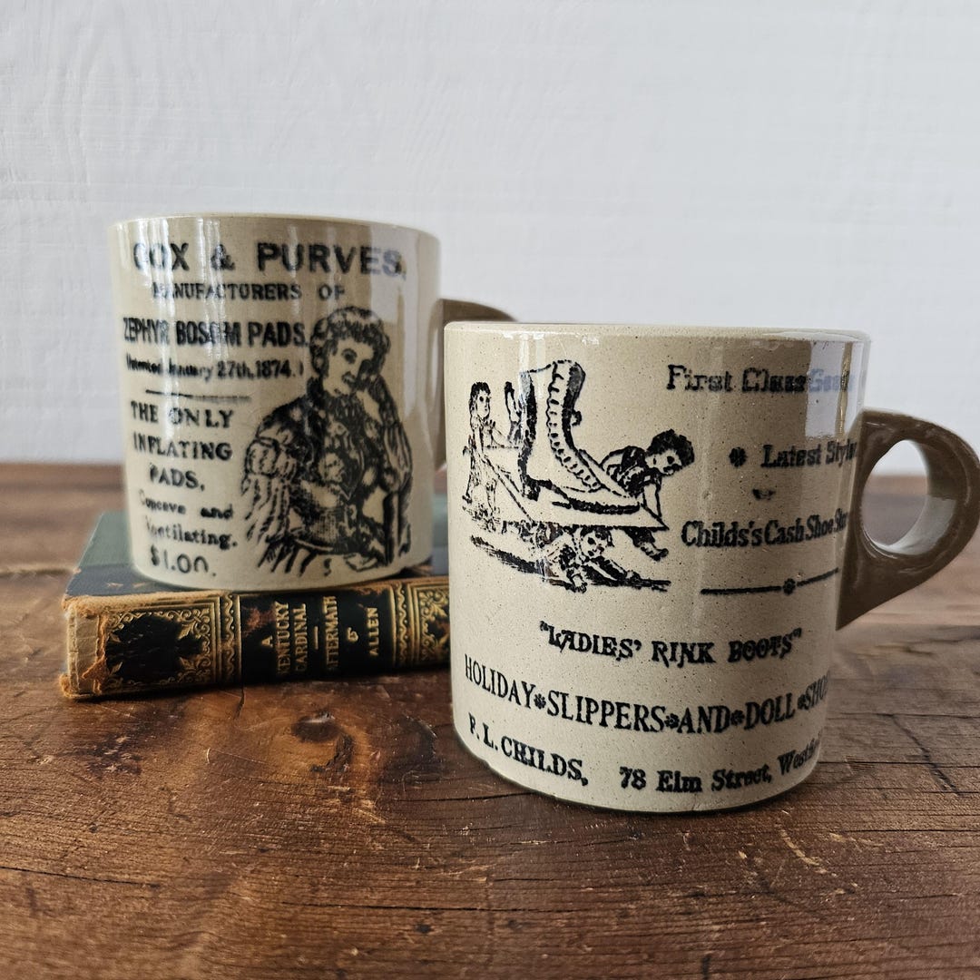 Antique English Advertising Mug. Stoneware Mugs. English Stoneware. - Etsy