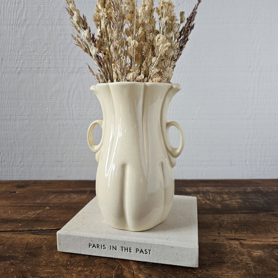 Vintage Red Wing Vase. Cream and Pink Red Wing Vase With Two Handles ...