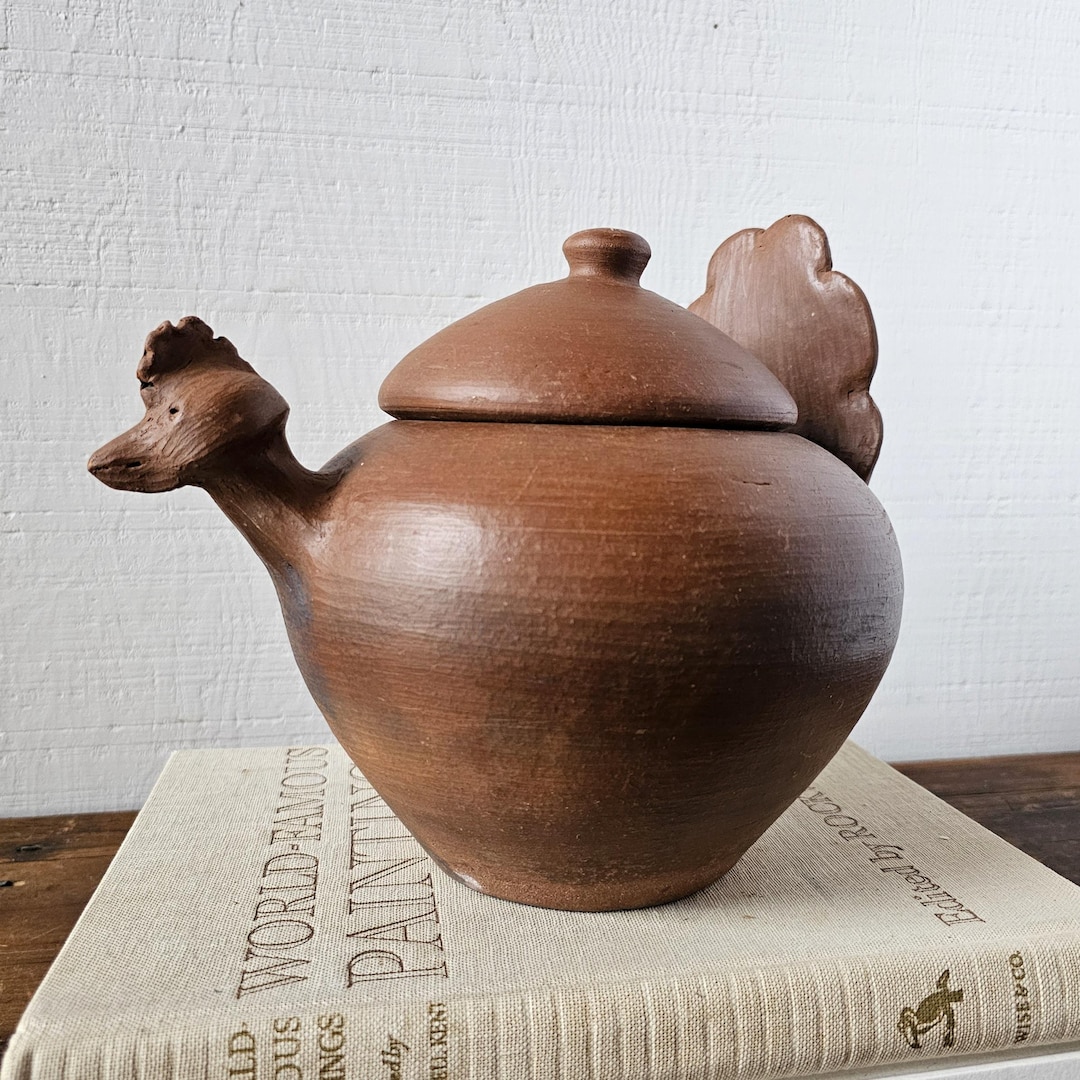 Vintage Pomaireware Clay Hen Pot. Chicken Shaped Terra Cotta Pot With ...
