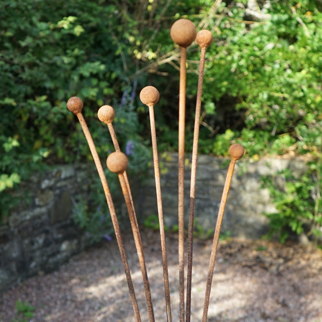 Rusty Metal Seed Head Garden Sculpture: Outdoor Art Decoration - Etsy