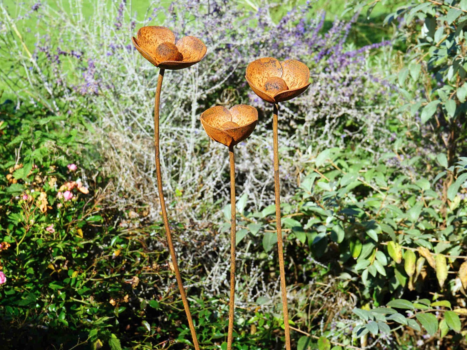 Rusty Metal Poppy Flower Sculpture: Handmade Garden Art Decoration - Etsy