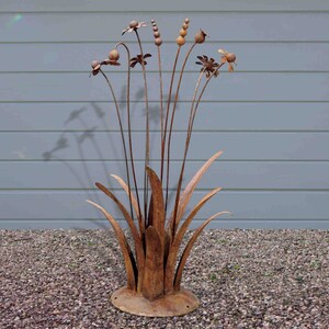 Rusty Metal Mixed Flowers in Tall Grass Garden Art Sculpture / Garden ...