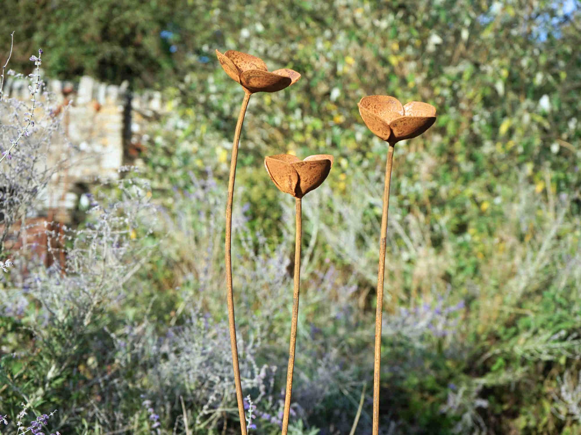 Rusty Metal Poppy Flower Sculpture: Handmade Garden Art Decoration - Etsy