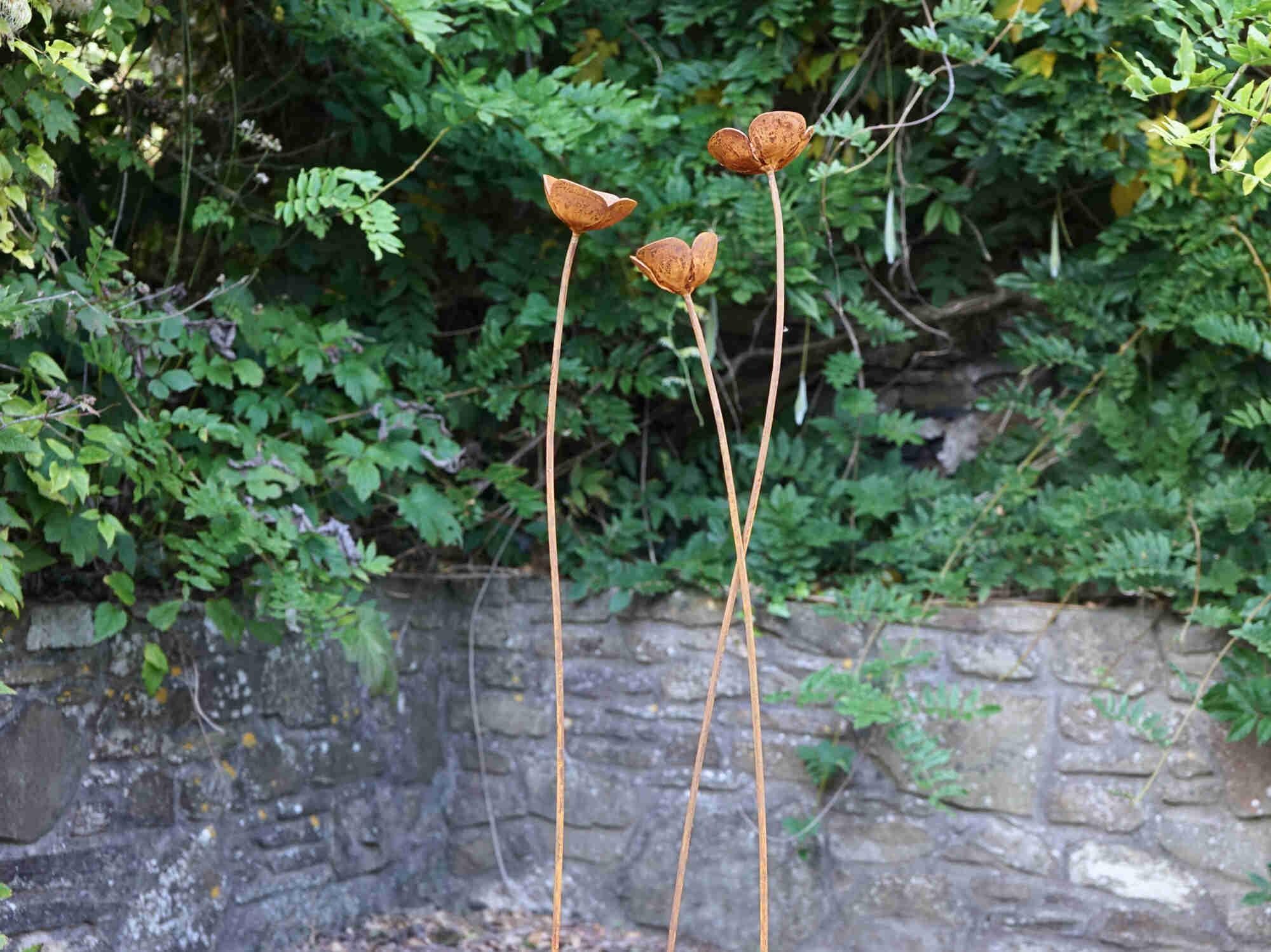 Rusty Metal Poppy Flower Sculpture: Handmade Garden Art Decoration - Etsy