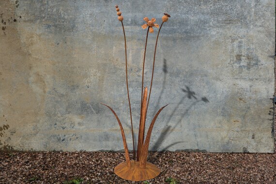 Rusty Metal Mixed Flowers in Tall Grass Garden Art Sculpture / | Etsy