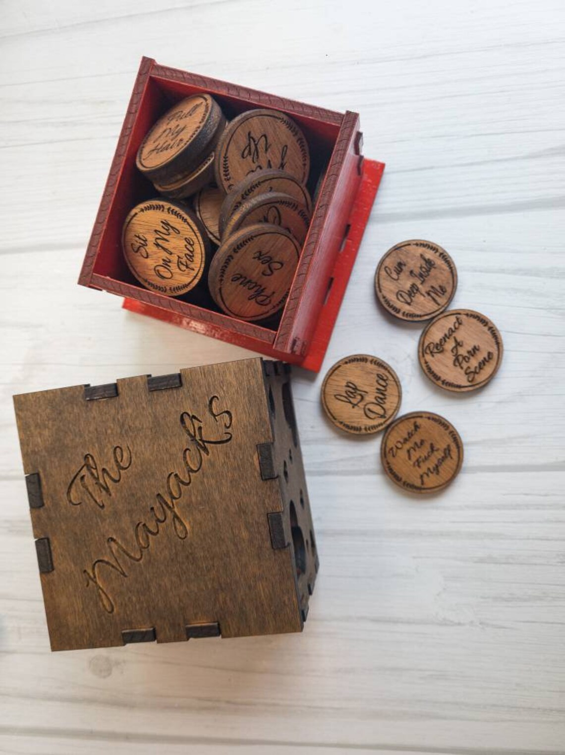 Pleasure Token Sex Game Set Of 25 In A Custom Wood T Box Etsy
