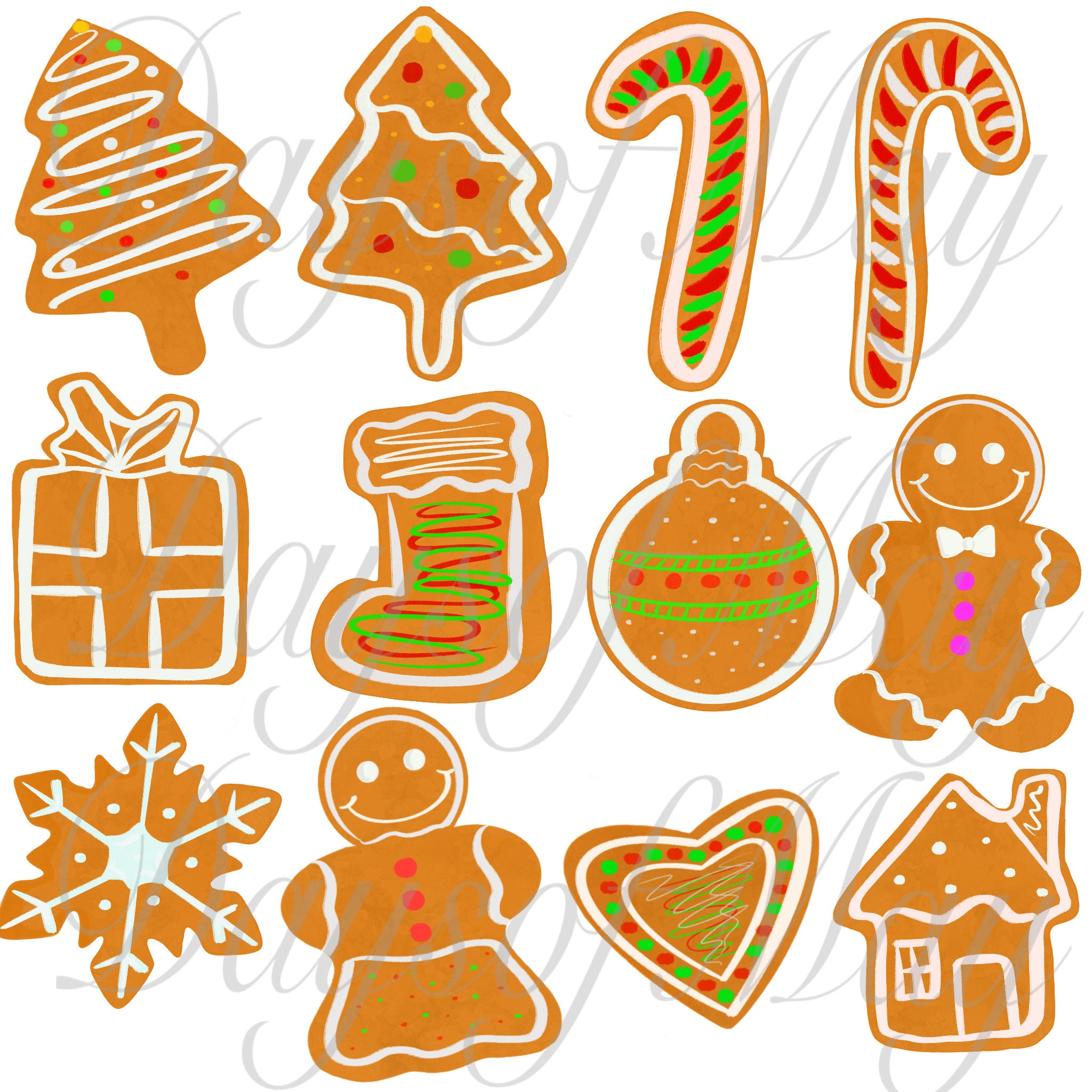 Lebkuchen Clipart Set-Aquarell-Dessert-Urlaub-Essen-Kekse - Etsy.de