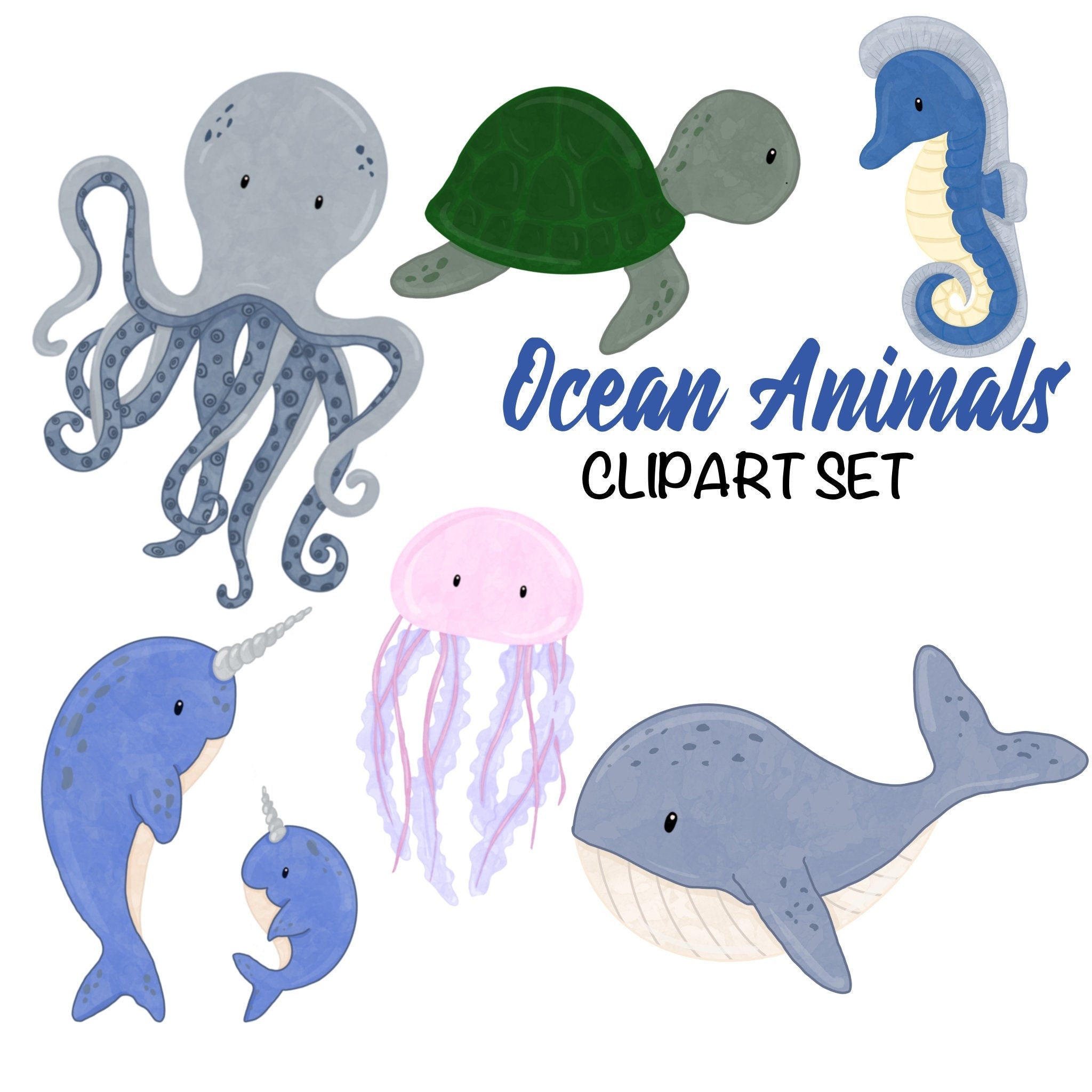 Ocean Animals Clipart Set - Etsy
