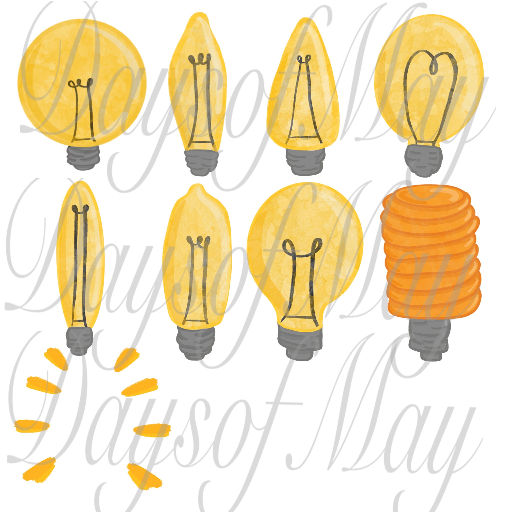 Lightbulb Clipart Set - Etsy