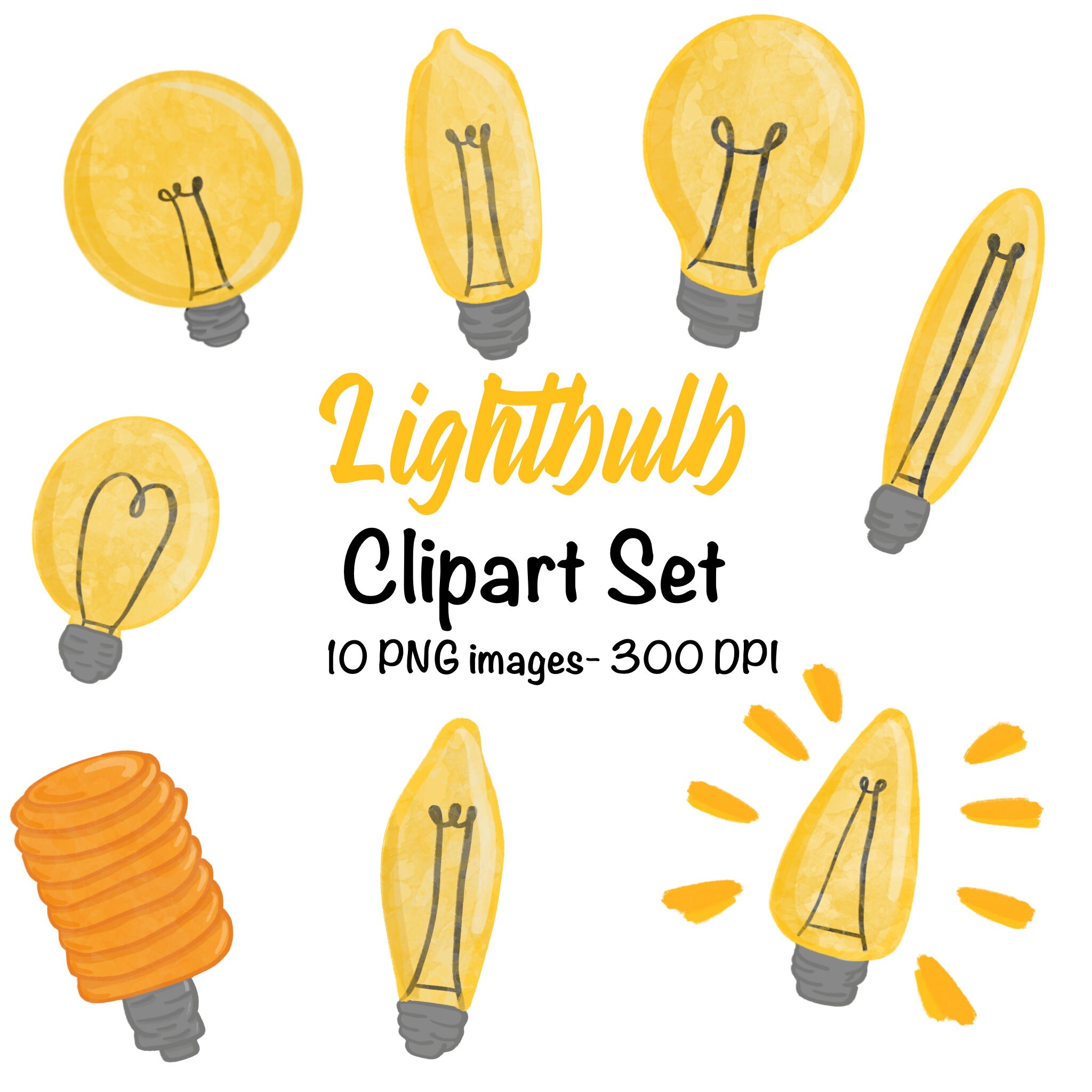 Lightbulb Clipart Set - Etsy