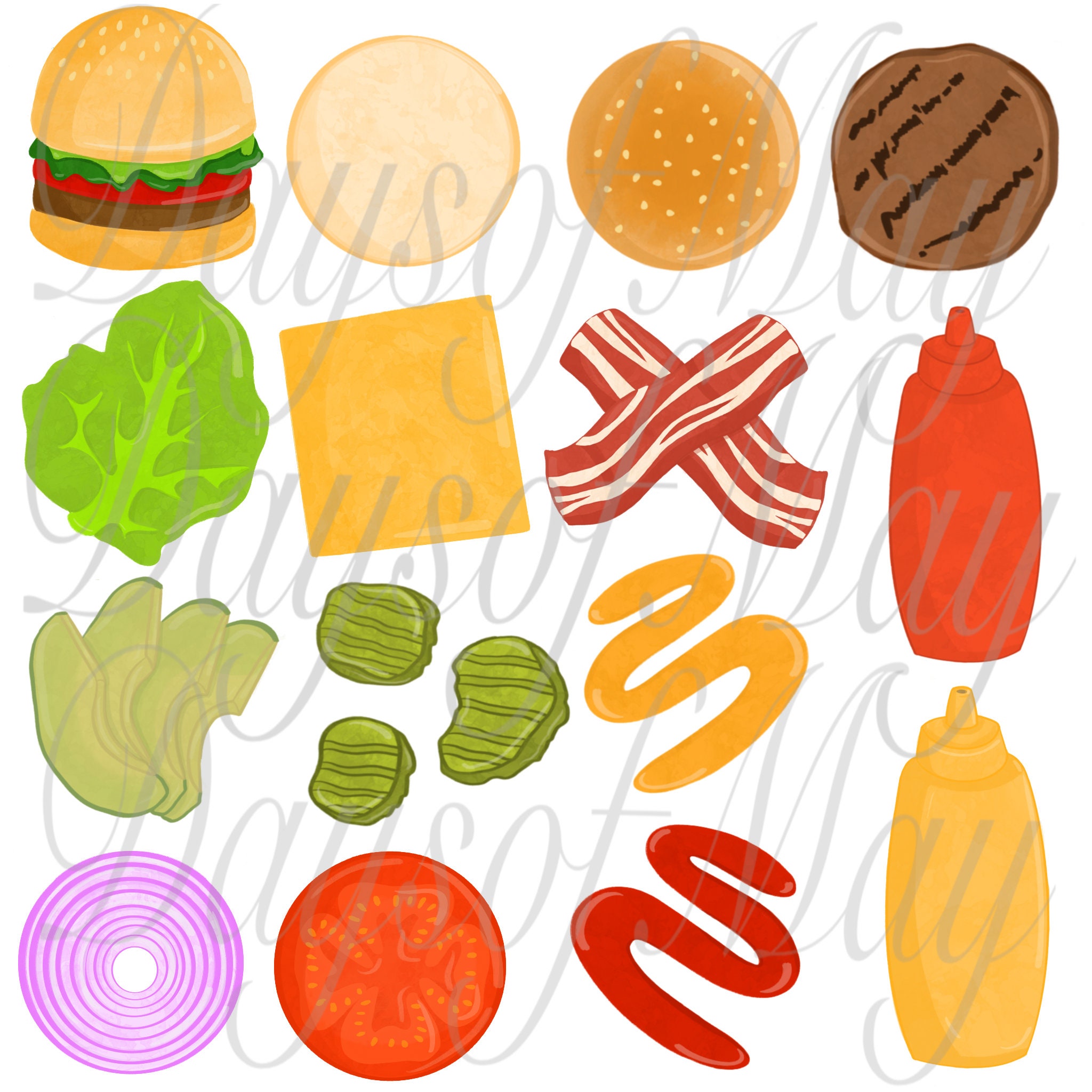 Burger Clipart Set - Etsy