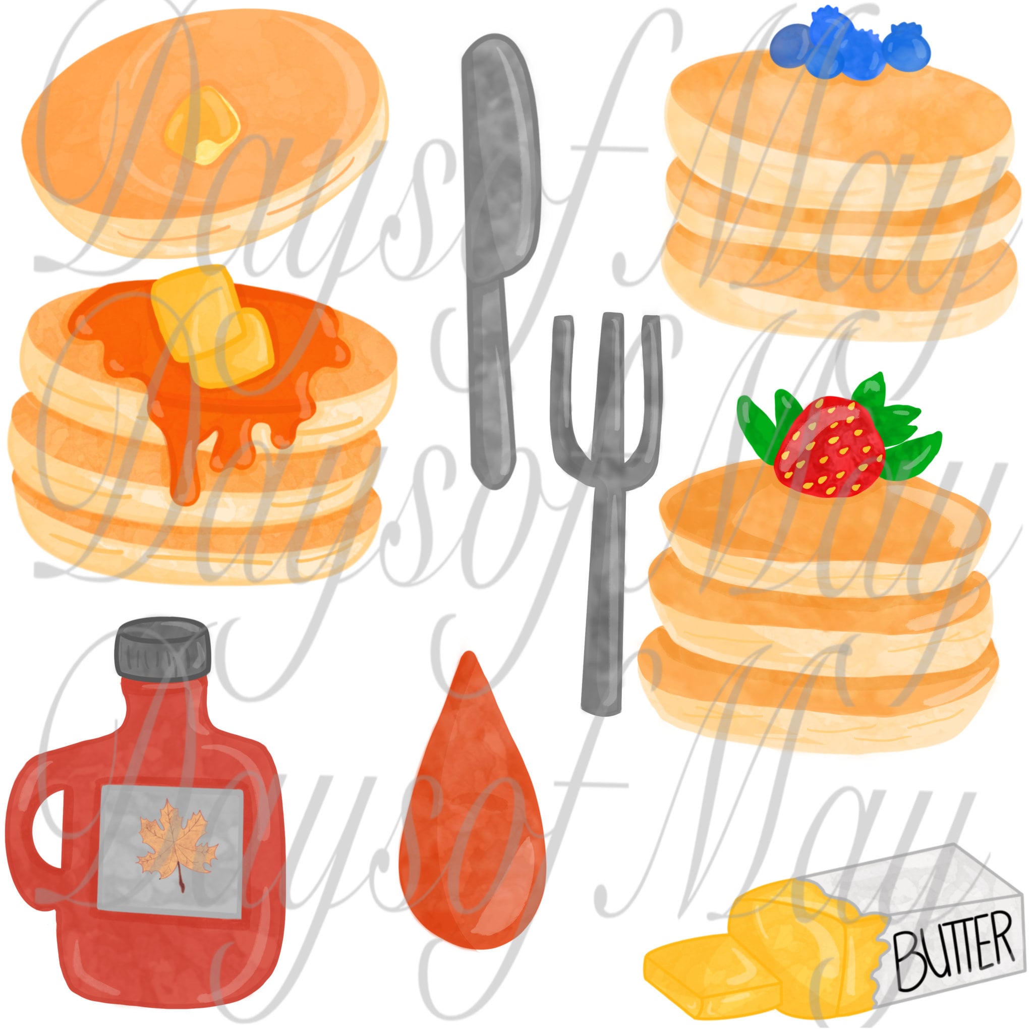 Pancakes Clipart Set - Etsy