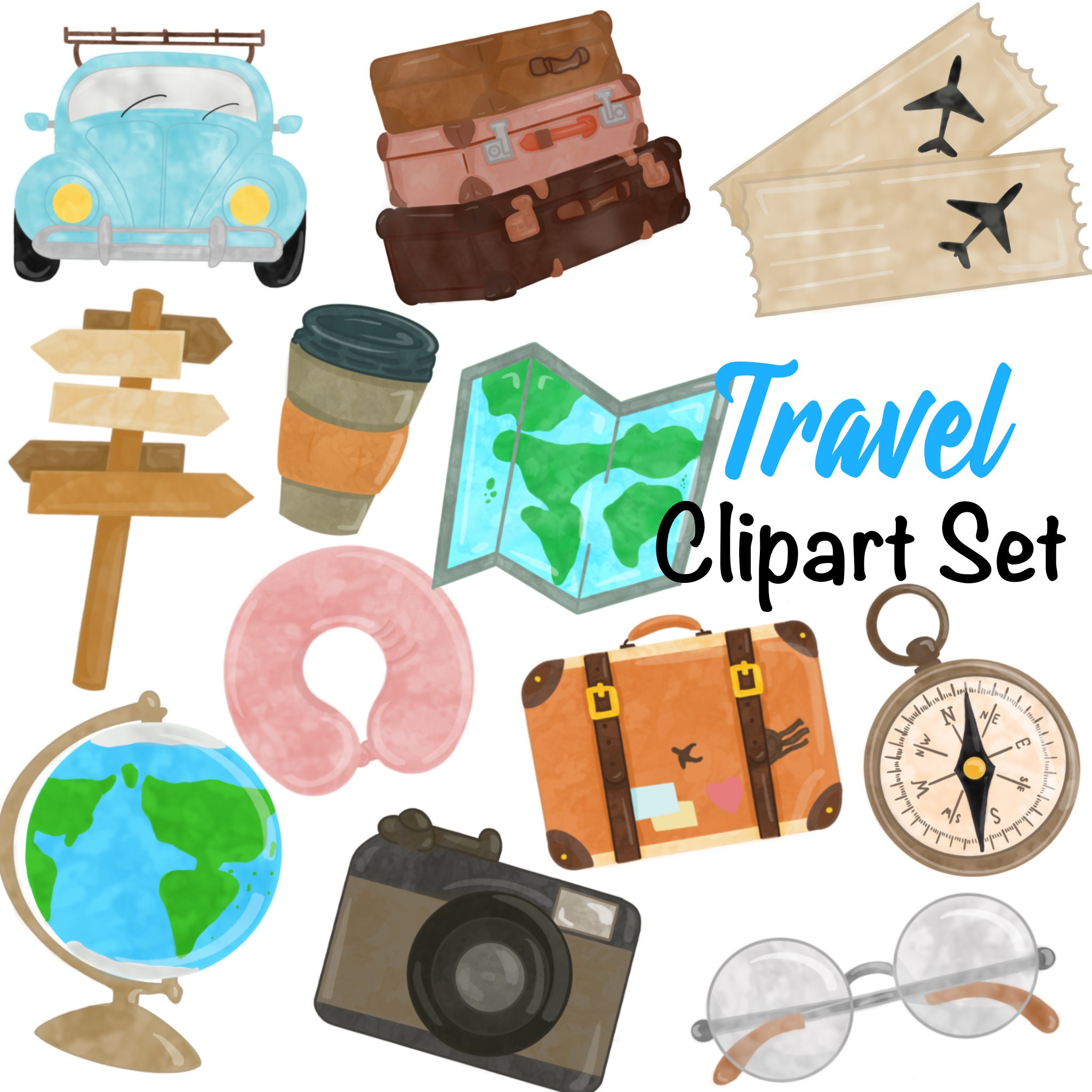 Travel Clipart Set - Etsy