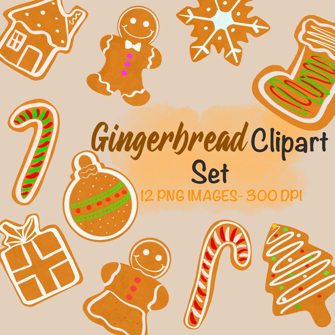 Gingerbread Clipart Set-watercolor-dessert-holiday-food-cookies - Etsy