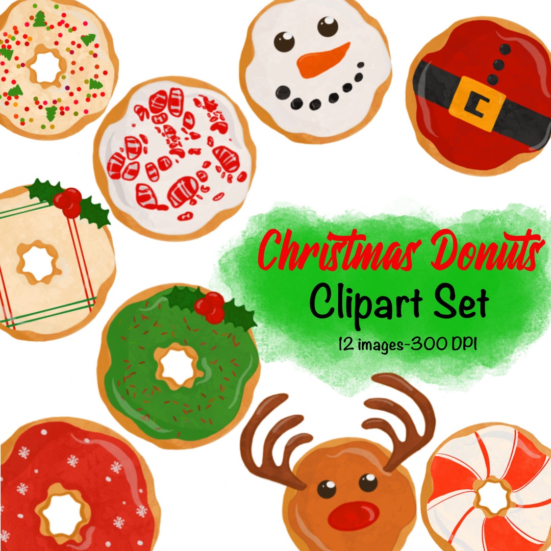 Christmas Donuts Clipart Set-watercolor-food-dessert-holiday - Etsy