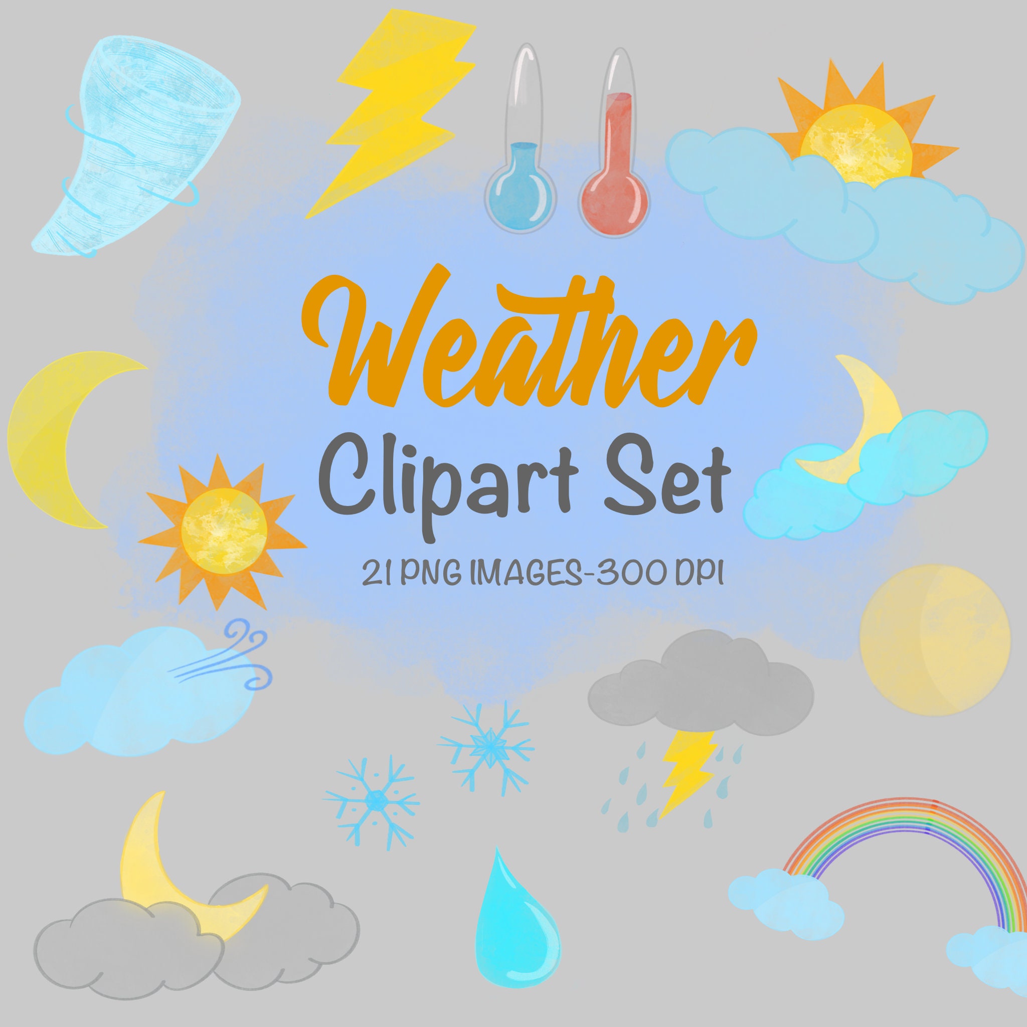 Weather Clipart Set - Etsy