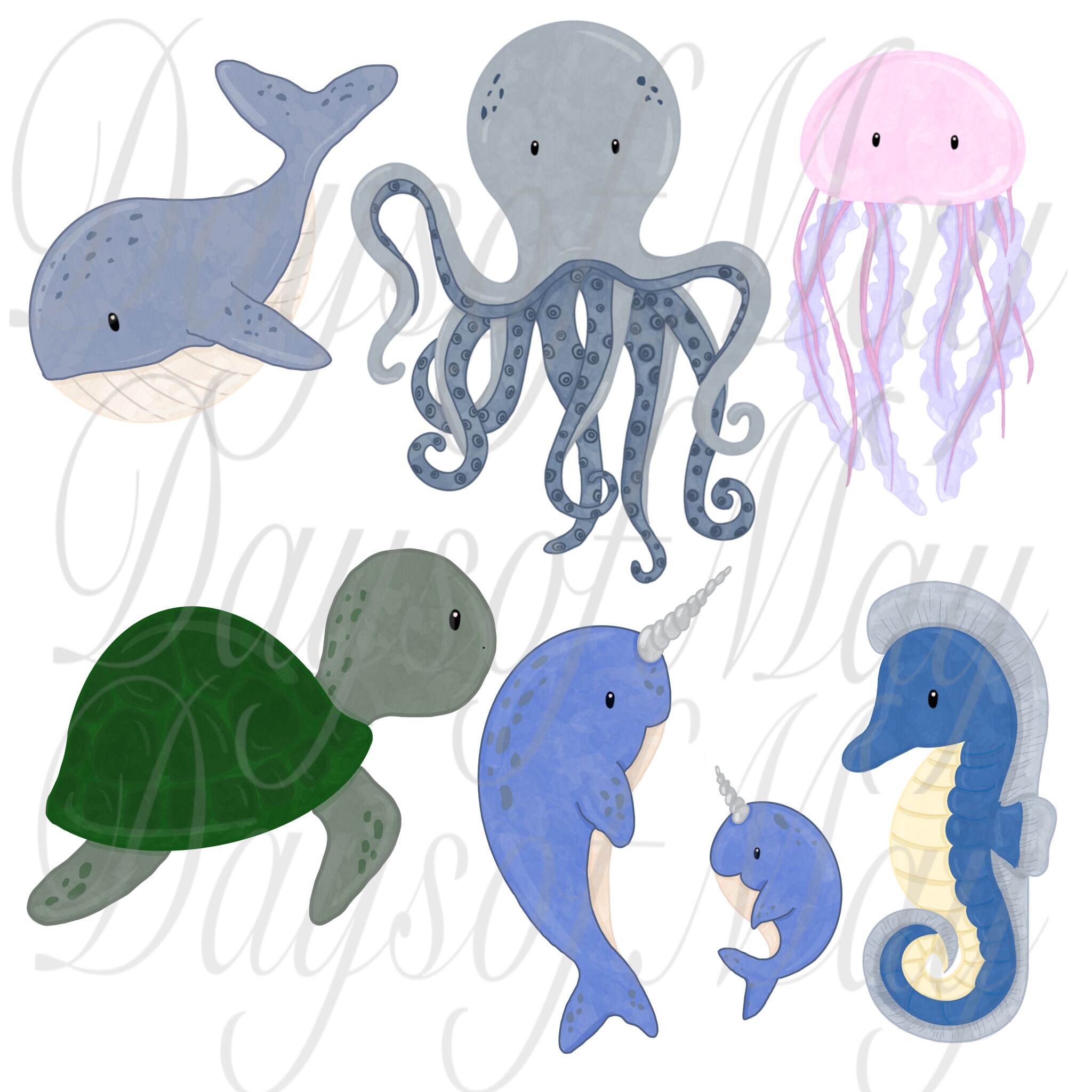 Ocean Animals Clipart Set - Etsy