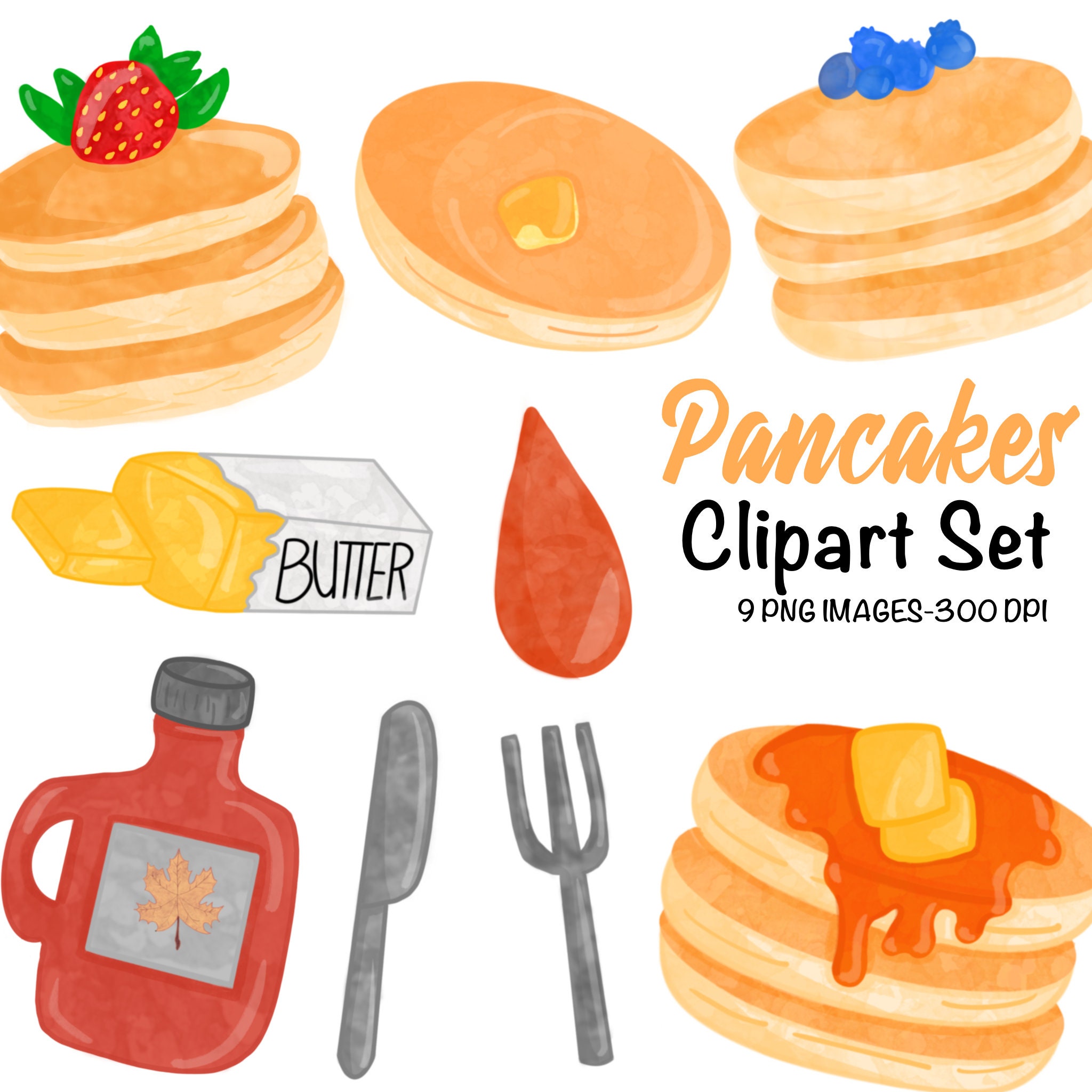 Pancakes Clipart Set - Etsy