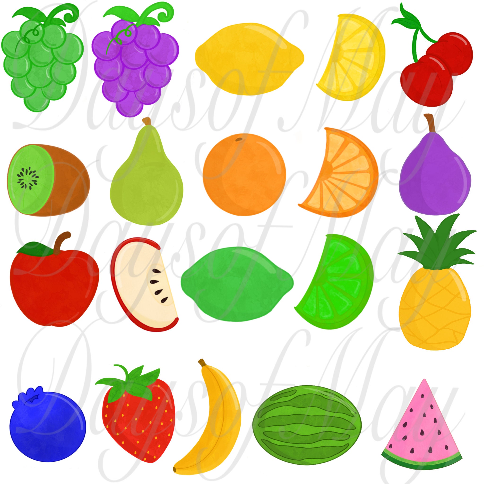 Fruit Clipart Set-healthy-watercolor-food - Etsy
