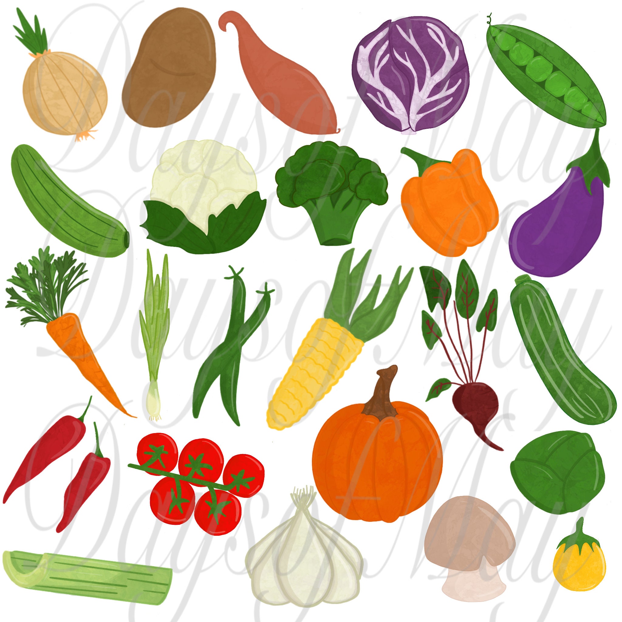 Vegetable Clipart Set - Etsy