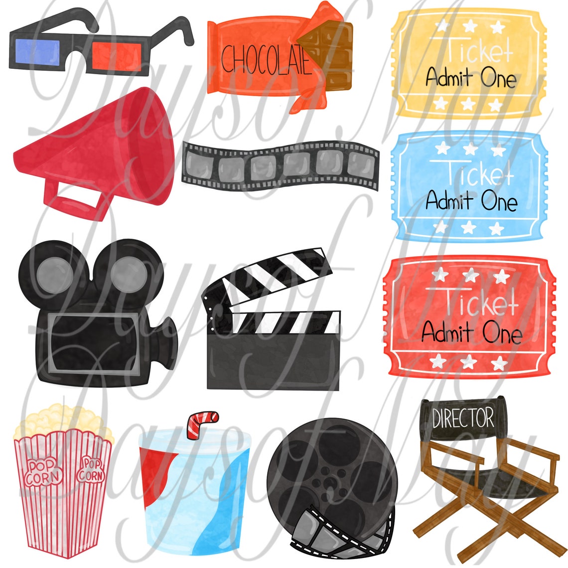 Movies Clipart Set - Etsy