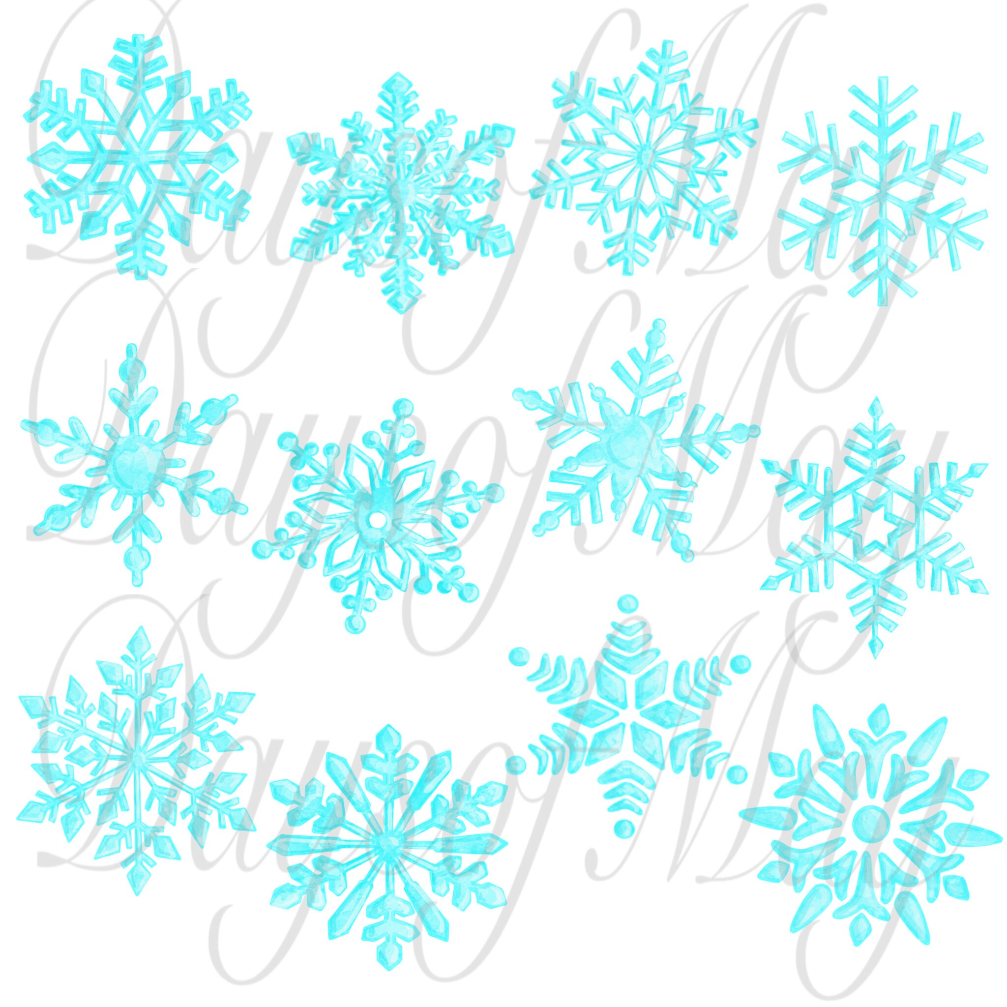Snowflake Clipart Set - Etsy