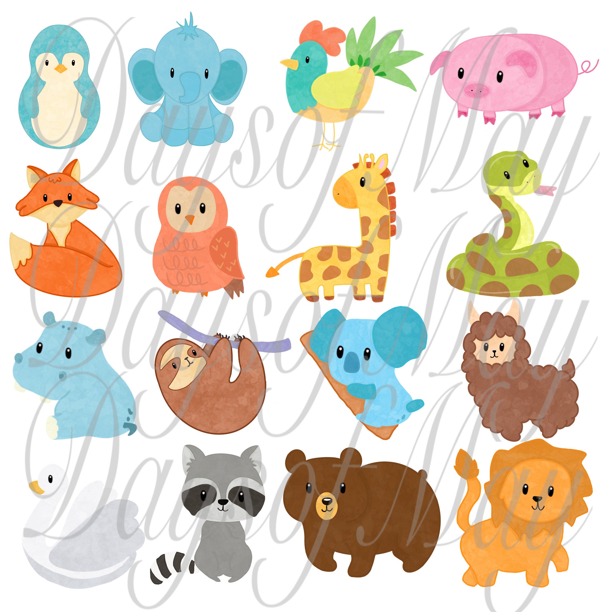 Cute Animals Clipart Set - Etsy