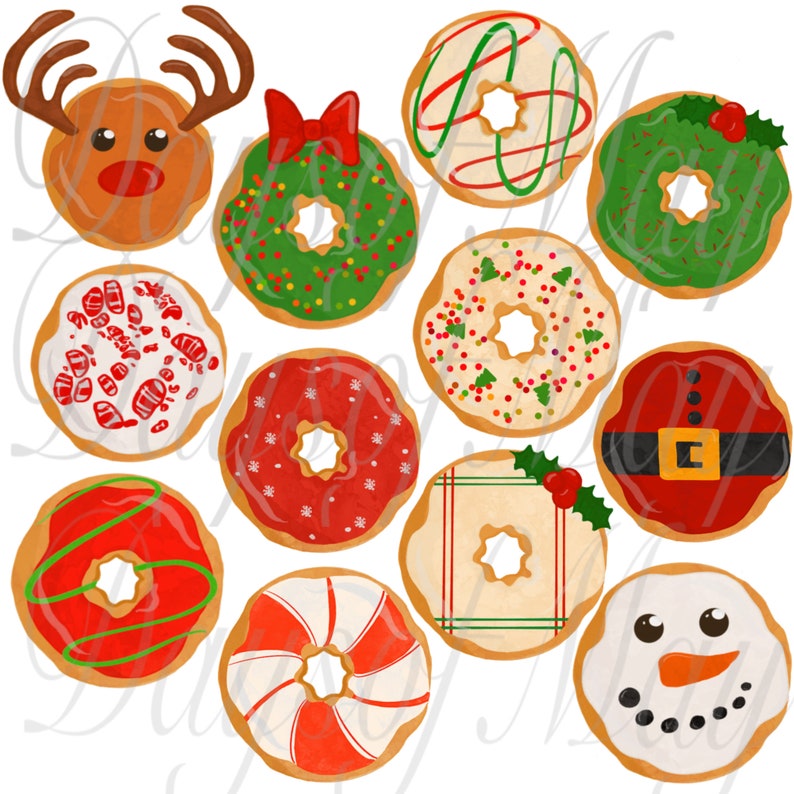 Christmas Donuts Clipart Set-watercolor-food-dessert-holiday - Etsy