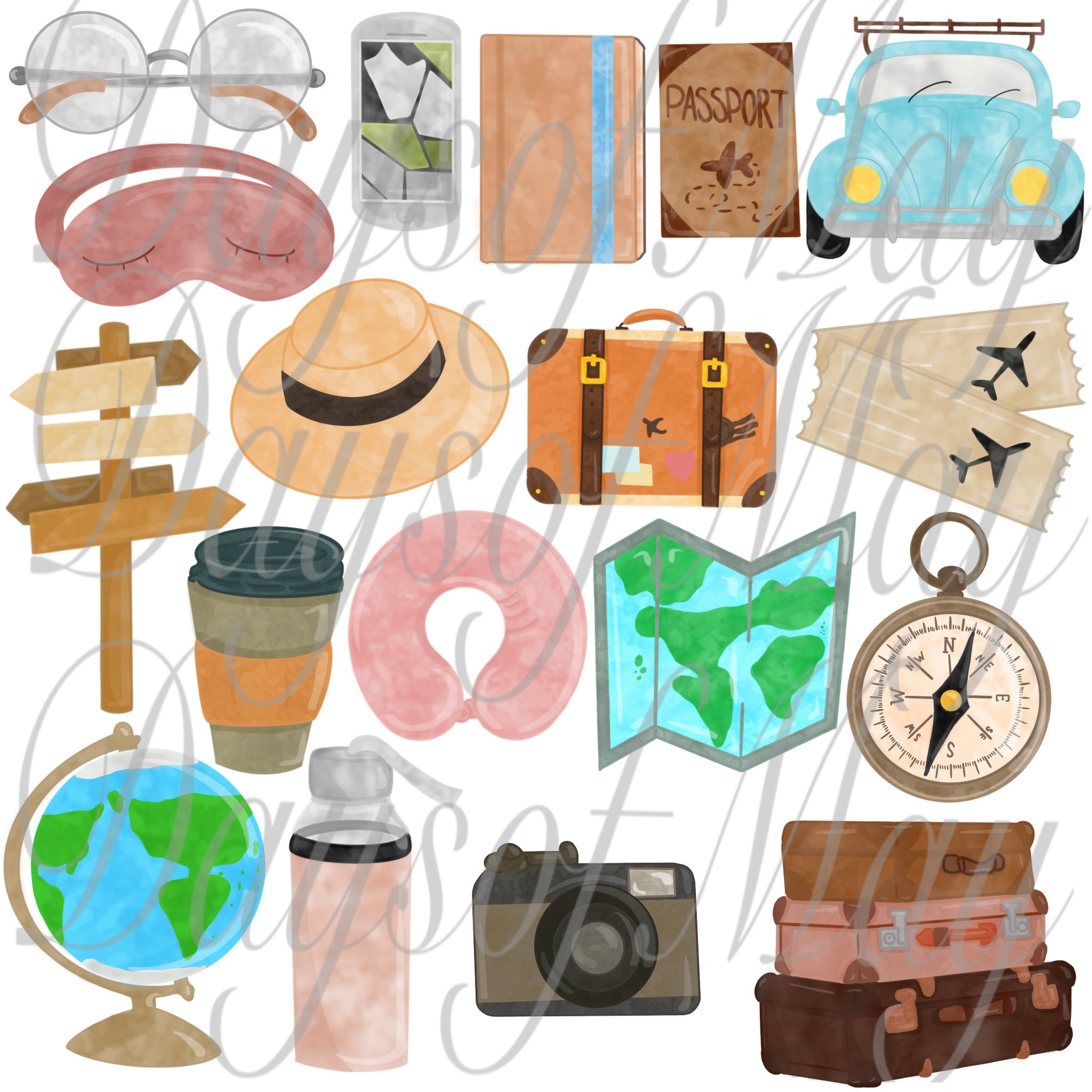 Travel Clipart Set - Etsy