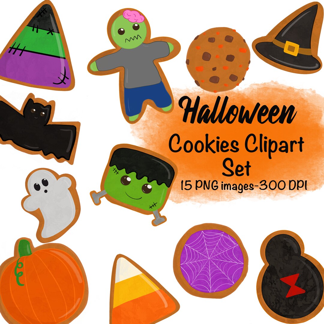 Halloween Cookie Clipart Set - Etsy