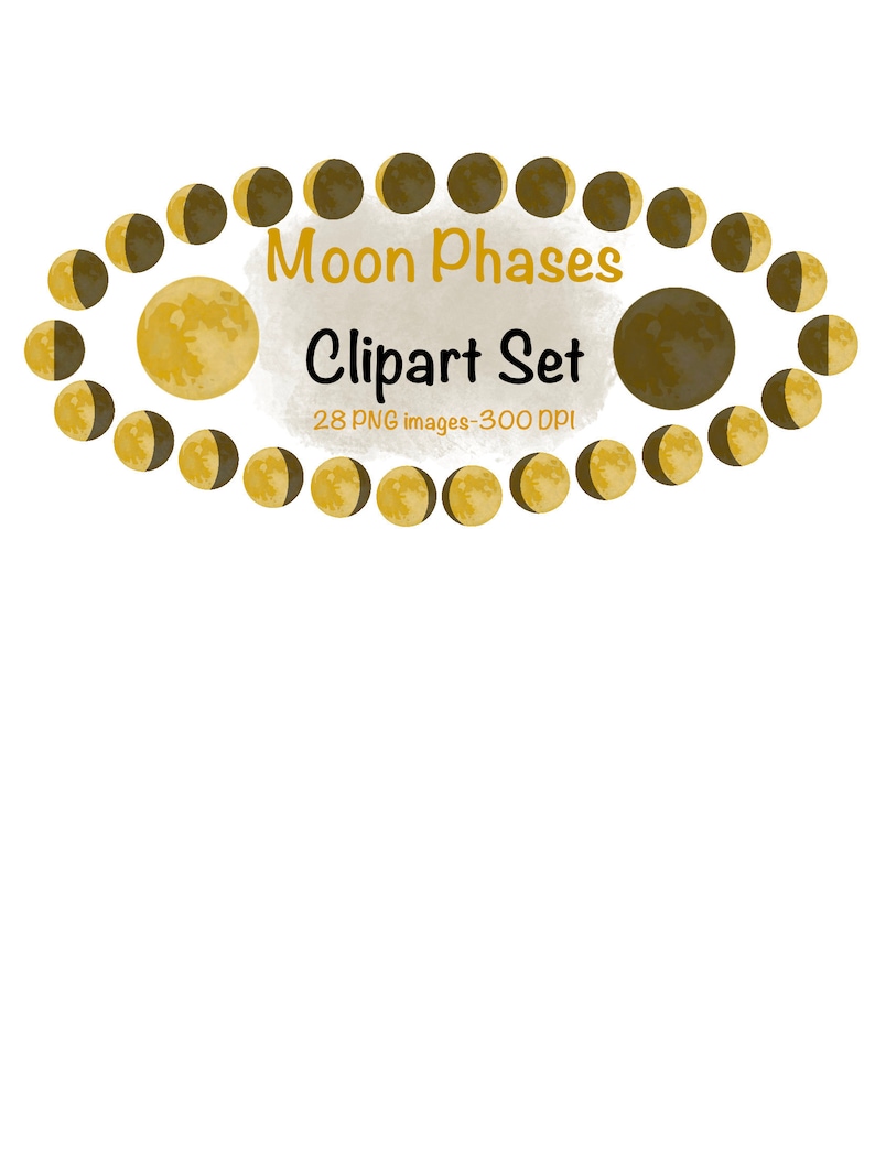 Moon Phases Clipart Set - Etsy