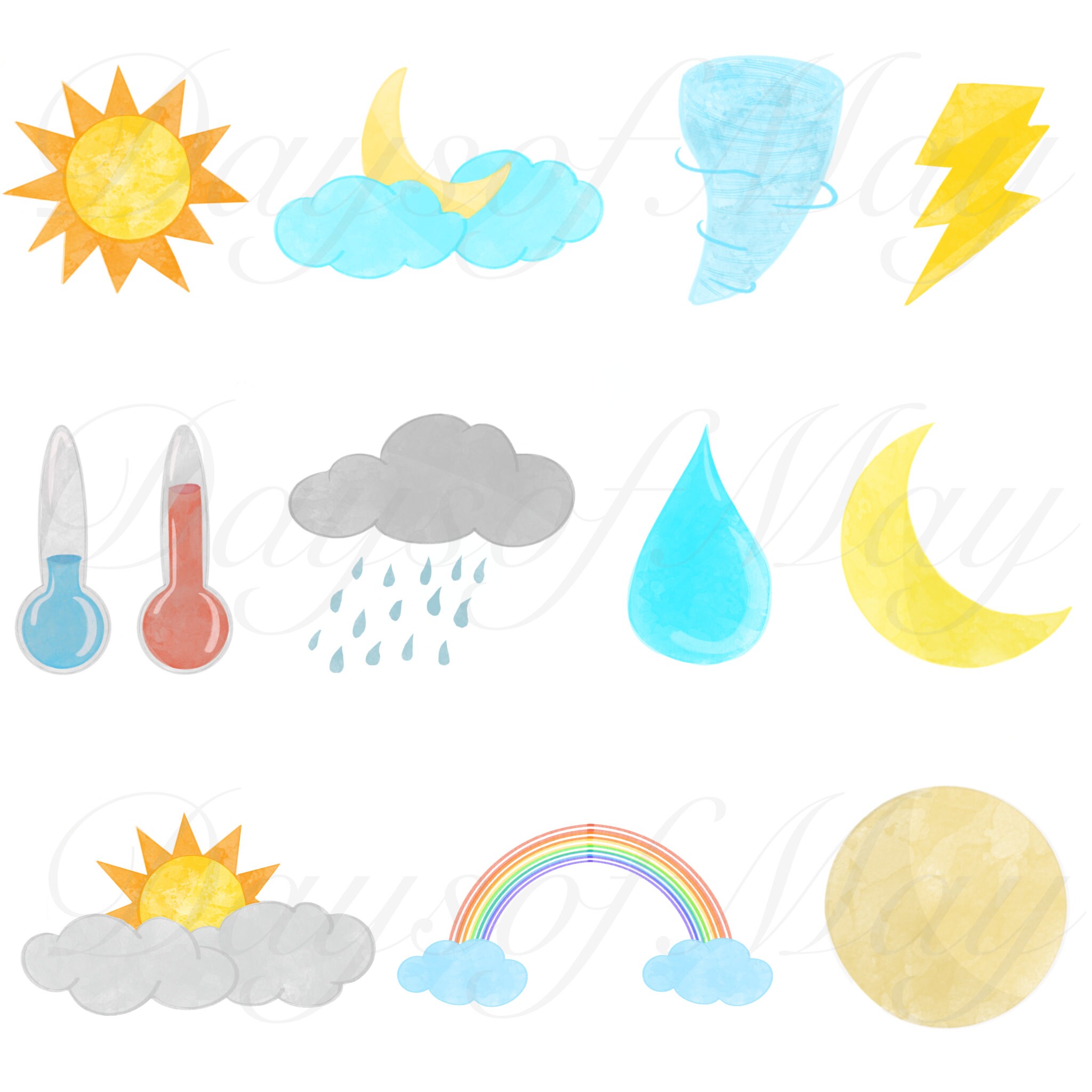 Weather Clipart Set - Etsy