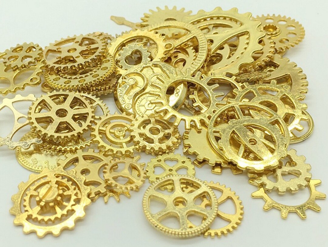 Assorted Mixed Gear Charms Gold Tone, Wholesale Steampunk Gears ...