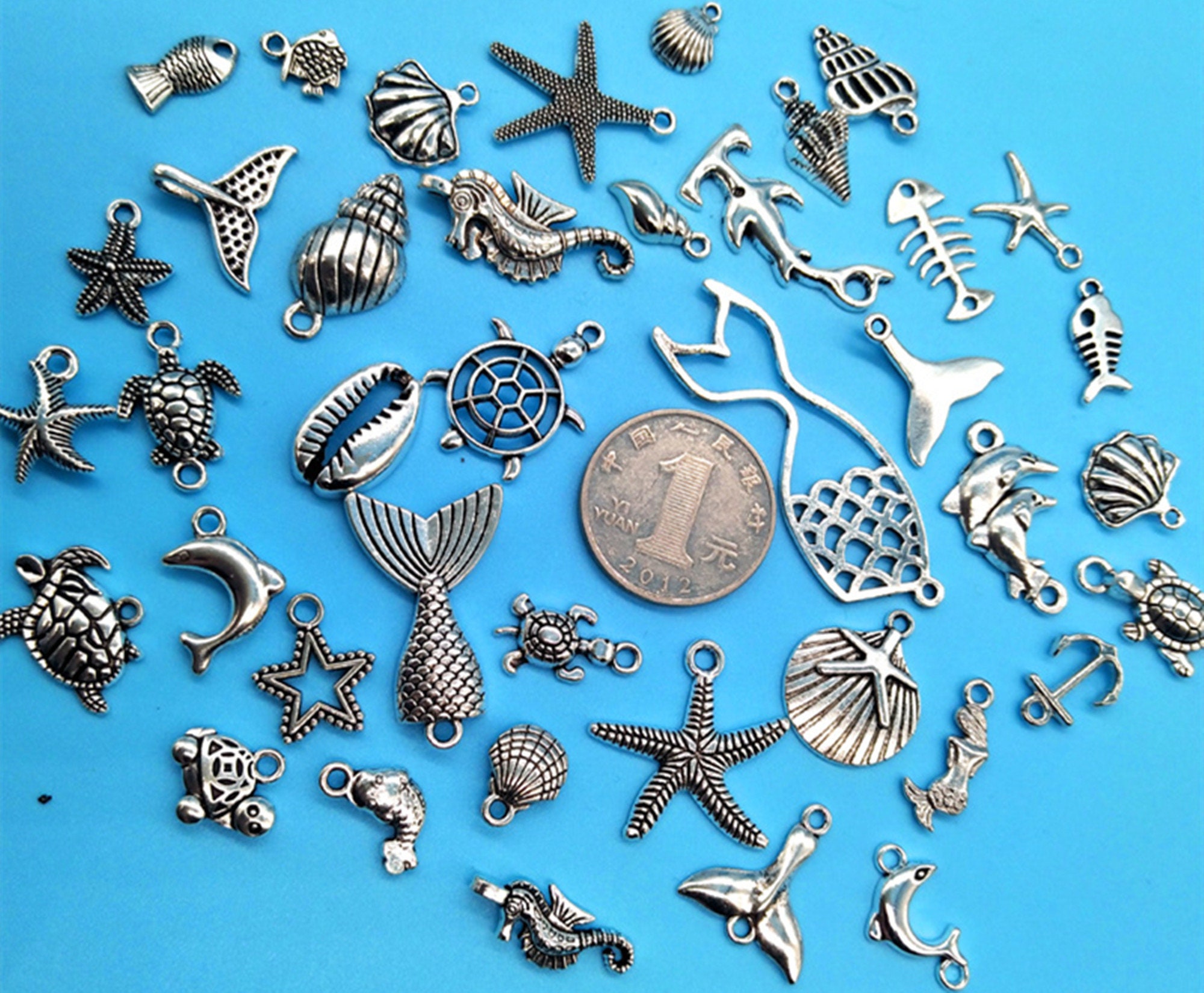 Assorted Mixed Ocean Creatures Charms Silver Tone Wholesale - Etsy ...