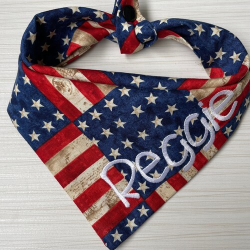 American Flag Patriotic 4th of July Dog Bandana Red - Etsy