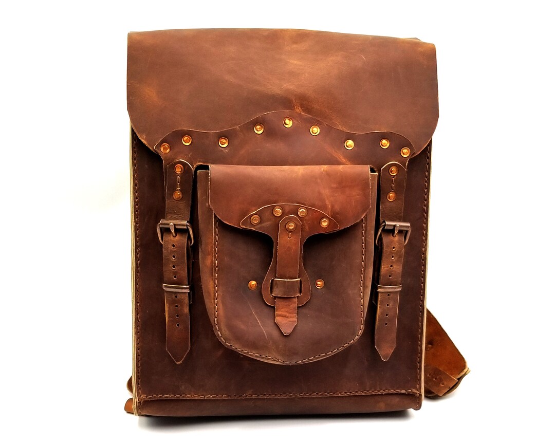 Rugged Handmade Full Grain Leather Backpack - Etsy