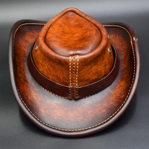 Leather Aussie Fedora Hat Full Grain Leather - Physical Item - Etsy