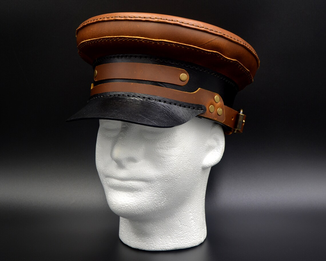 Leather Conductor Hat / Steampunk Conductor Hat / Airship - Etsy