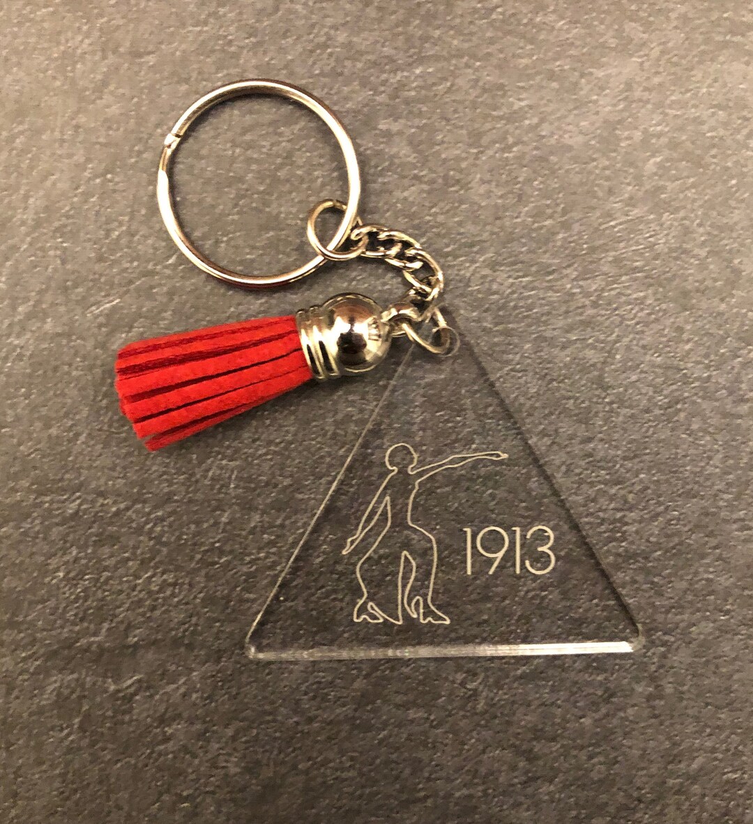 Delta Sigma Theta Fortitude Keychain | Clear Acrylic Triangle Shaped W ...