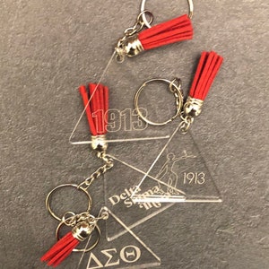 Delta Sigma Theta Keychain | Clear Acrylic Triangle Shaped Keychain ...