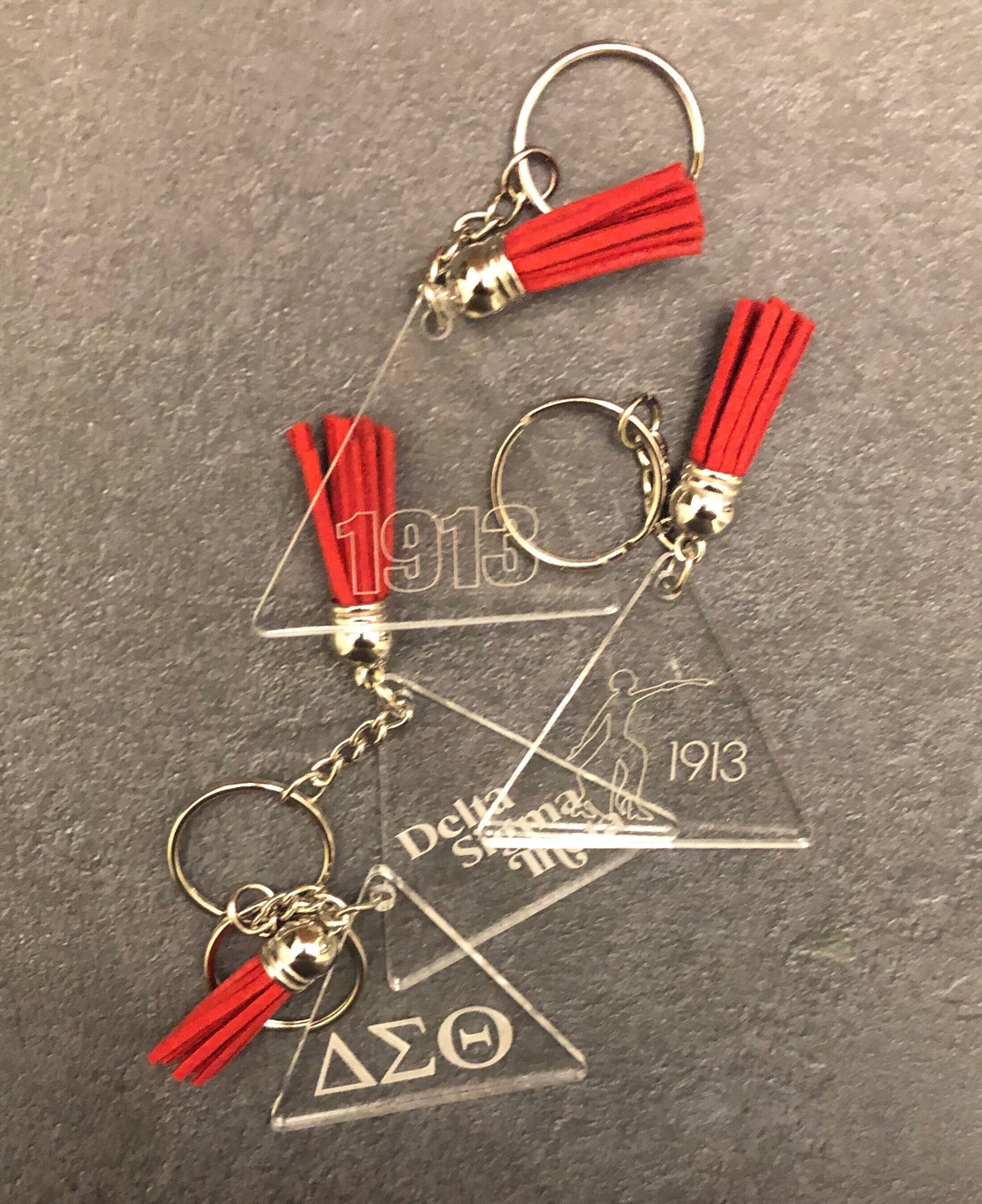 Delta Sigma Theta Keychain | Clear Acrylic Triangle Shaped Keychain ...