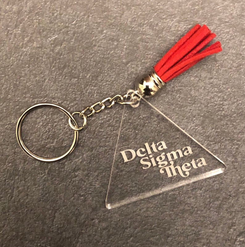 Delta Sigma Theta Keychain | Clear Acrylic Triangle Shaped Keychain ...