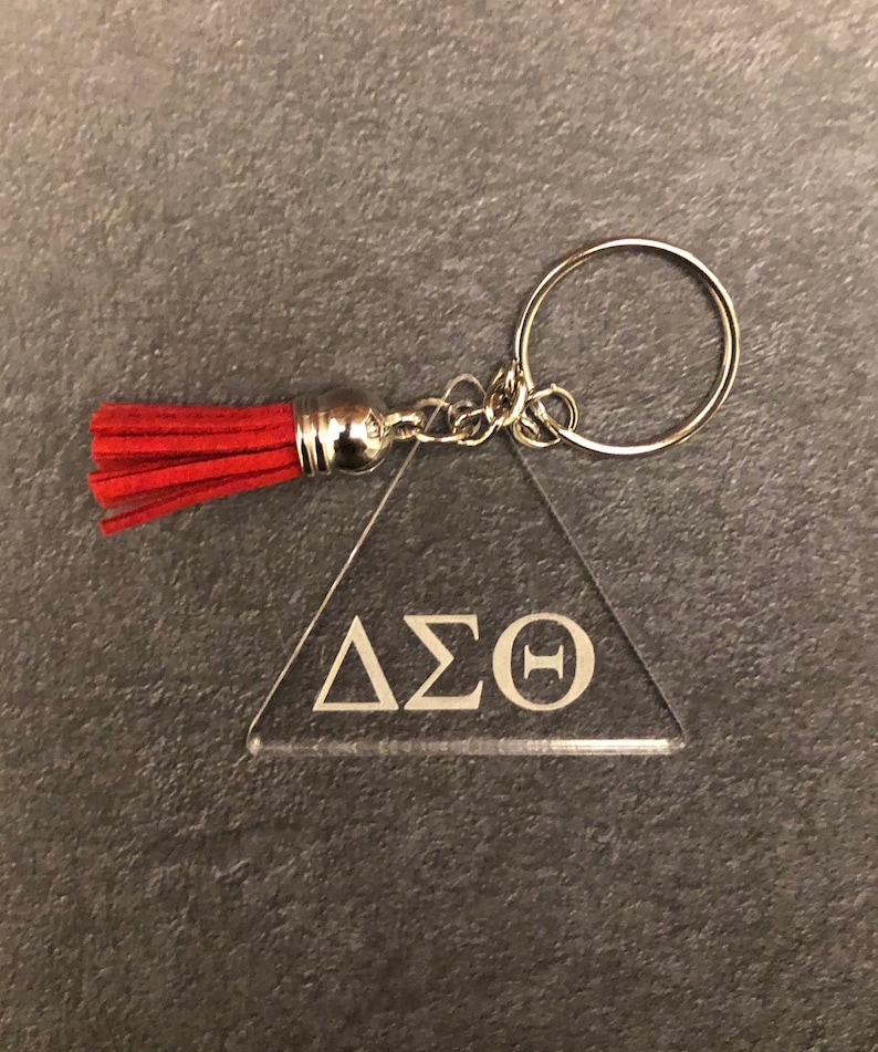 Delta Sigma Theta Keychain | Clear Acrylic Triangle Shaped Keychain ...